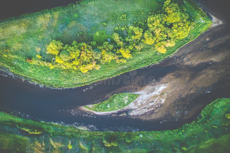 Aerial River Landscape, Top View Stock Photo - Image of sunrise, rural ...