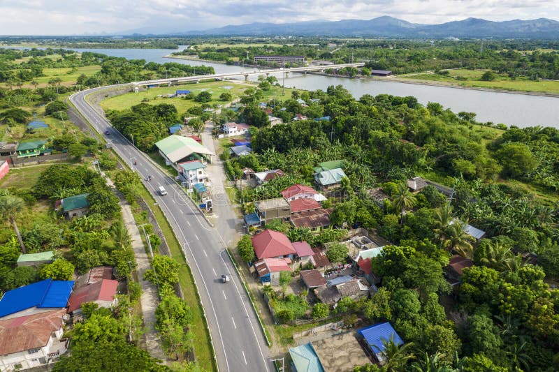 Aerial of the Romulo Highway Crossing the Agno River Stock Photo ...
