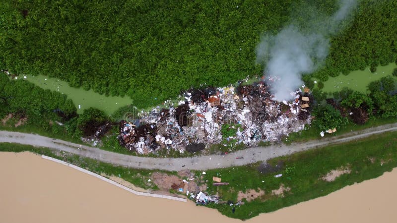 Aerial Rotating Descending Look Down Open Burning Activity Stock ...
