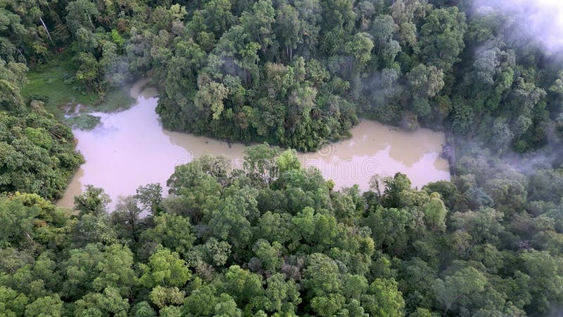 Aerial Rotating View Low Fog Cloud at Abandoned Dam Stock Video - Video ...