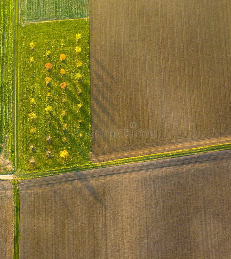 Aerial of Rural Landscape with Pattern of Fields in Sunset Stock Photo ...