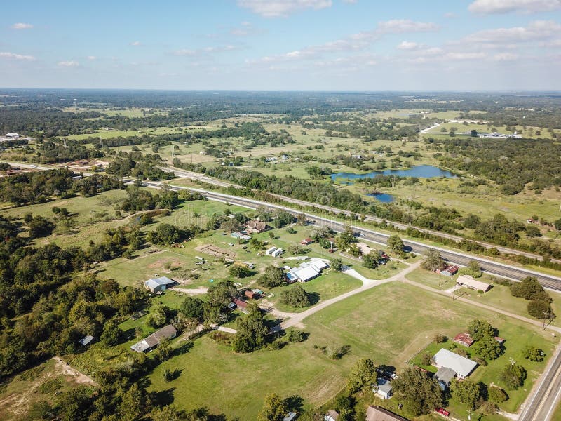 Aerial of Rural Sommervile, Texas in between Austin and Houston Stock ...