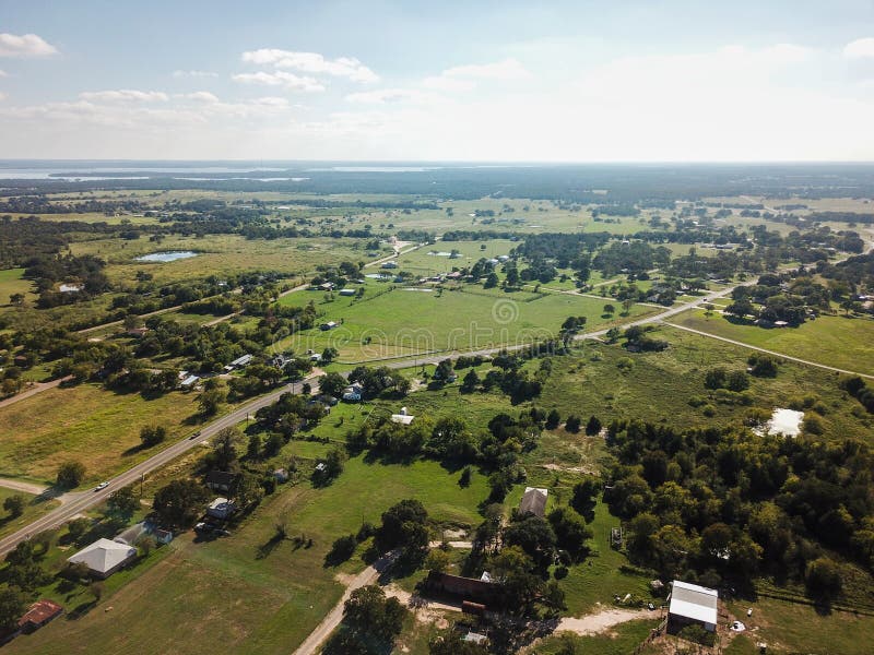 Aerial of Rural Sommervile, Texas in between Austin and Houston Stock ...