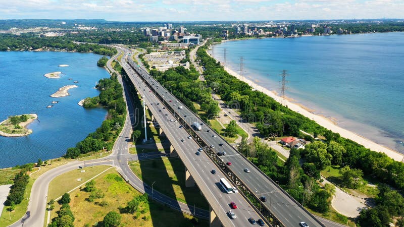 Aerial Scene of the Burlington Skyway in Ontario, Canada Stock Image ...