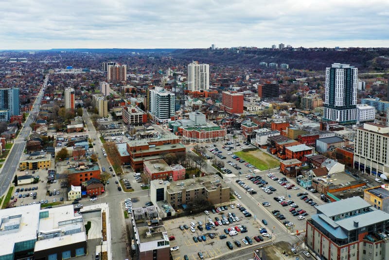 Aerial Scene of Hamilton, Ontario, Canada Downtown in Late Fall ...