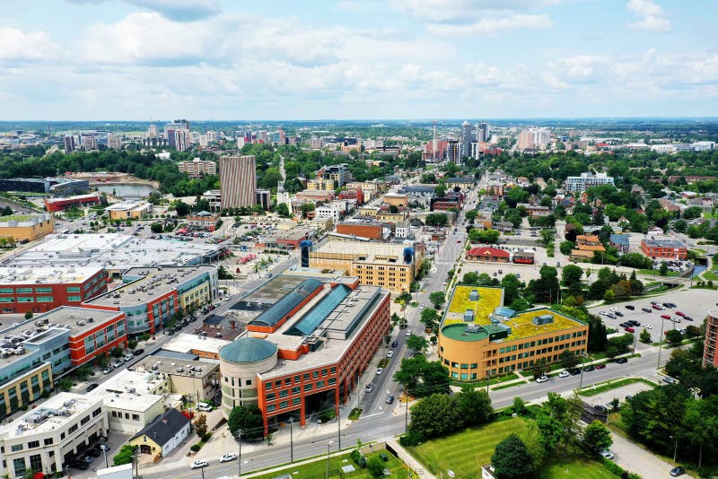 Aerial Scene of Waterloo, Ontario, Canada Downtown Stock Image - Image ...