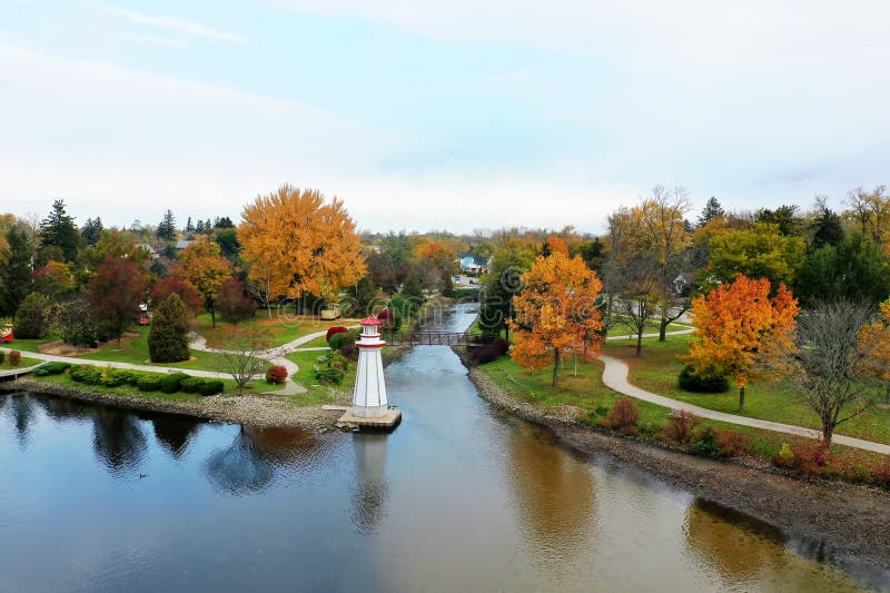 Aerial Scene of Wellington Park in Simcoe, Canada in Fall Stock Image ...