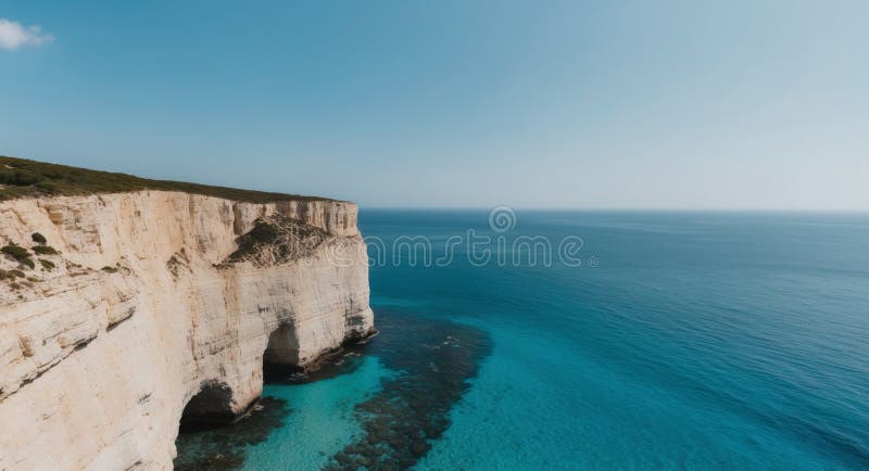 Aerial of Sea Cliff Edge with Clear Blue Water Below. Stock ...