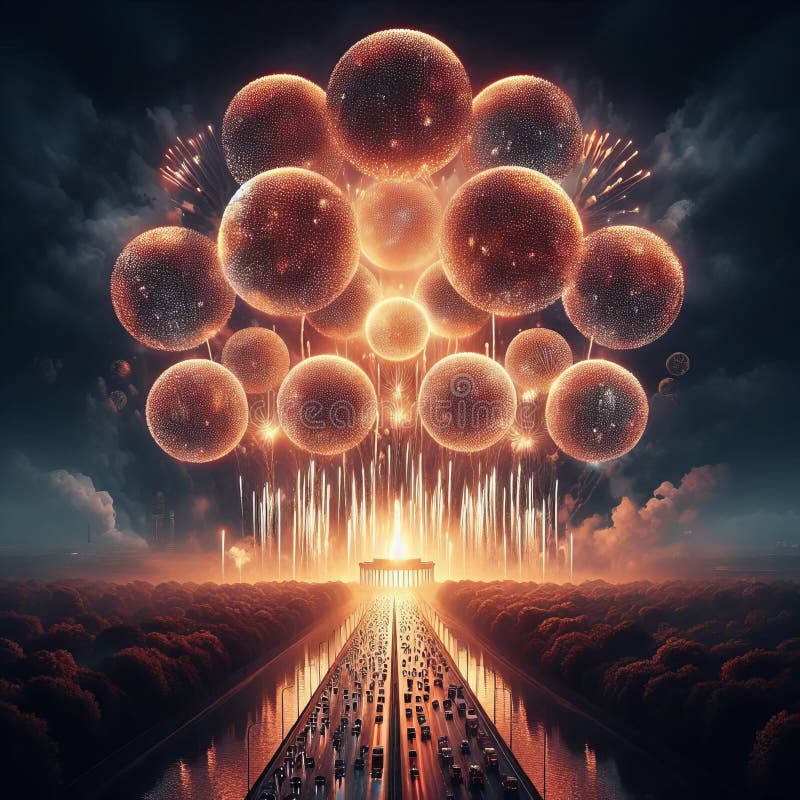 Aerial Shells Large, Spherical Fireworks that Explode Stock Photo ...