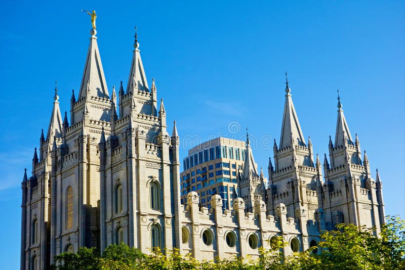 Aerial Shot of Assembly Hall at Temple Square Complex Stock Image ...