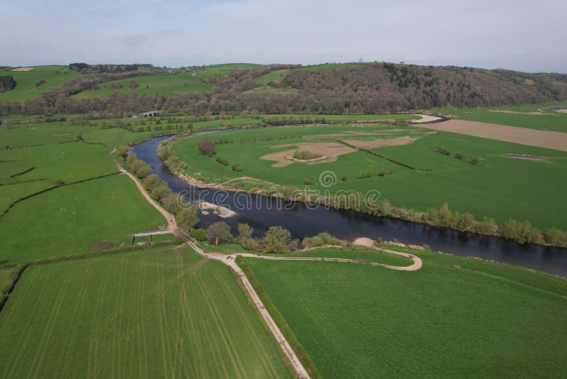 Aerial Shot of a Beautiful Nature View with a Long River Stock Image ...