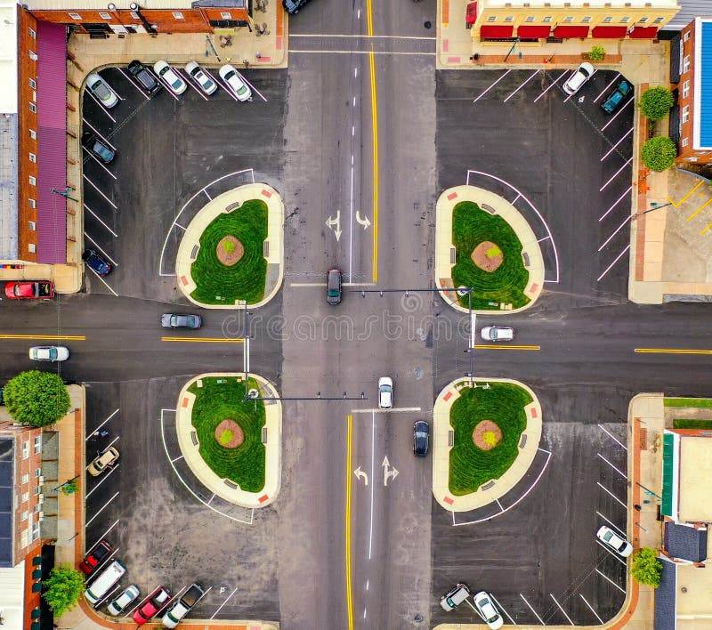 Aerial Shot of a Beautiful Town Square Stock Image - Image of tourism ...