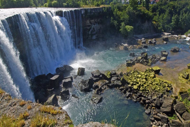 Aerial Shot of a Beautiful Waterfall Under the Sunlight Stock Photo ...