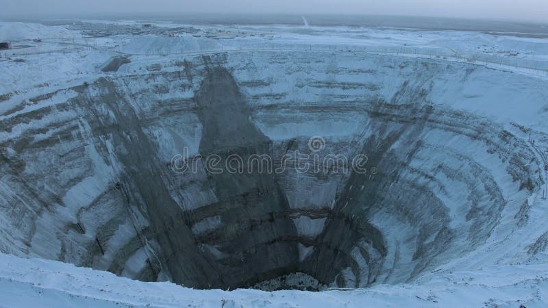 Aerial Shot of Big Abandoned Open Mining Pit Kimberlite Pipe Stock ...