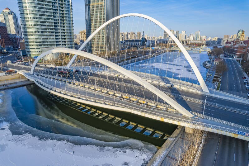 Aerial Shot of Bridge Over River Editorial Stock Image - Image of view ...