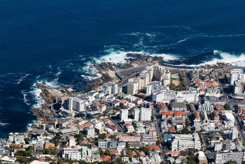 Aerial Shot of a Busy City at the Ocean Shore Stock Image - Image of ...