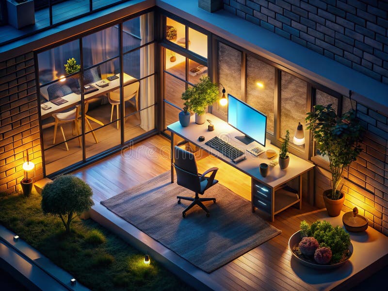 LateNight Coding Session an Aerial Perspective on Focused Home Office ...