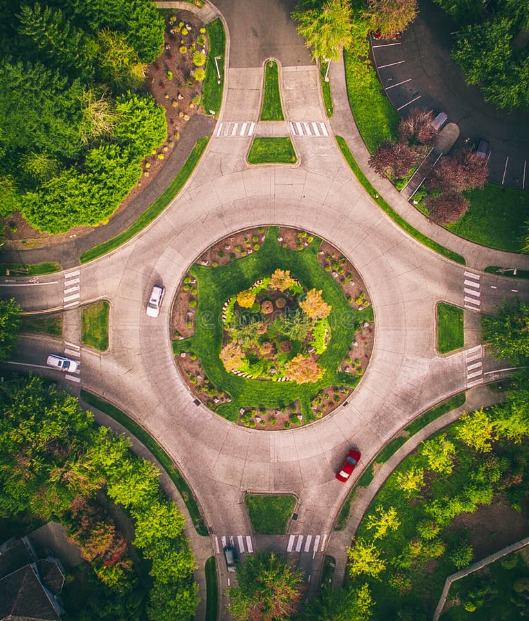 Aerial Shot of a Circle Road Stock Image - Image of exposure, beautiful ...