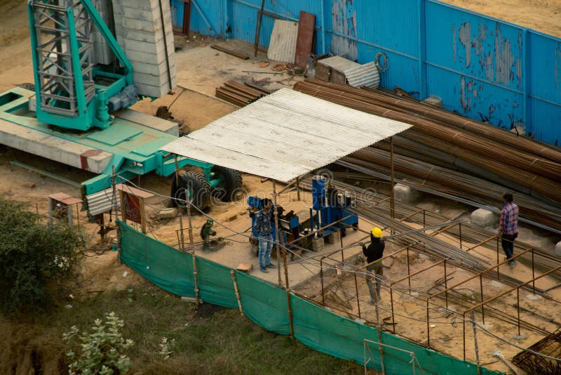 Aerial Shot of of a Construction Work Site on a Real Estate Project in ...