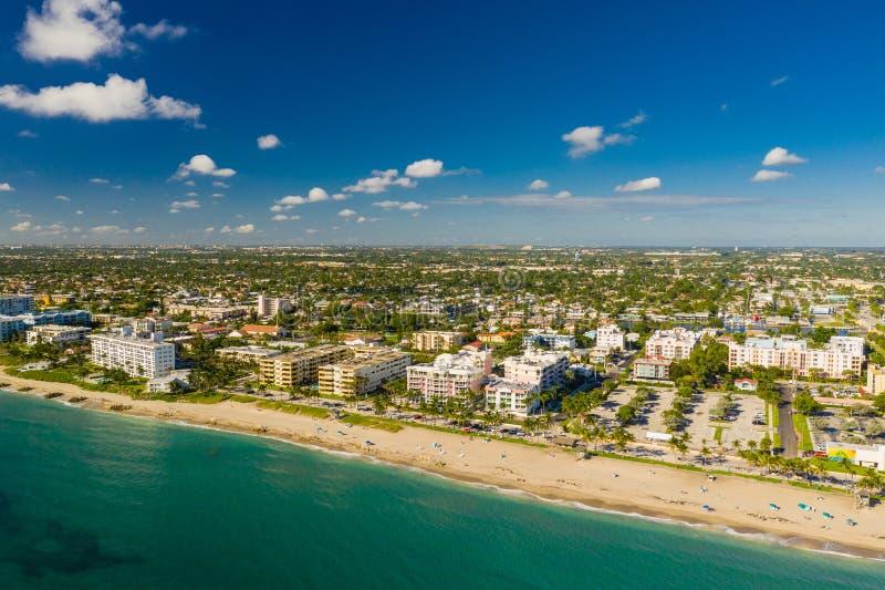Aerial Shot of Deerfield Beach Florida Shot with a Drone Stock Image ...