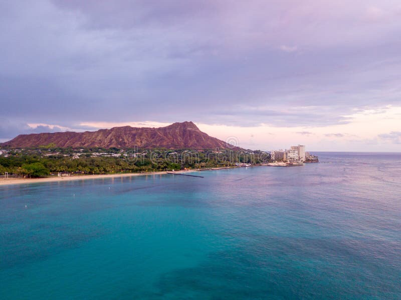 Aerial Shot of Diamond Head State Monument in Honolulu, USA Stock Image ...