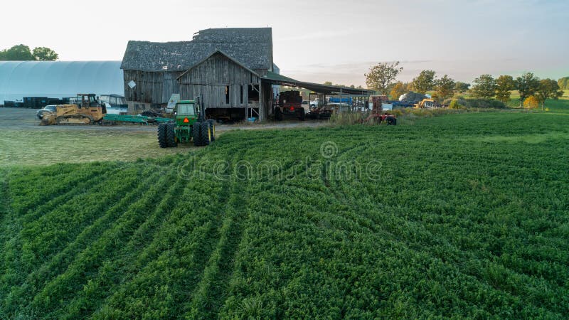 An Aerial Shot of a Dilapidated Barn on a Farm Stock Image - Image of ...