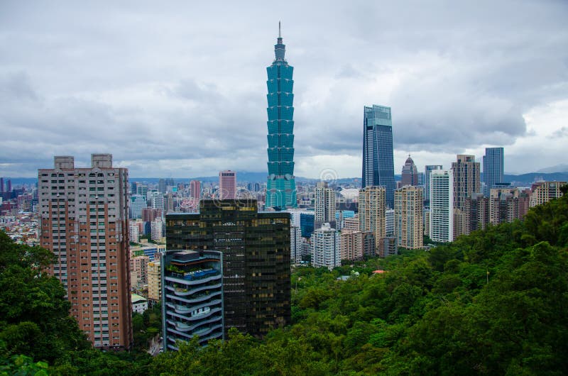 Aerial Shot of Elephant Mountain in Taipei, Taiwan Stock Image - Image ...