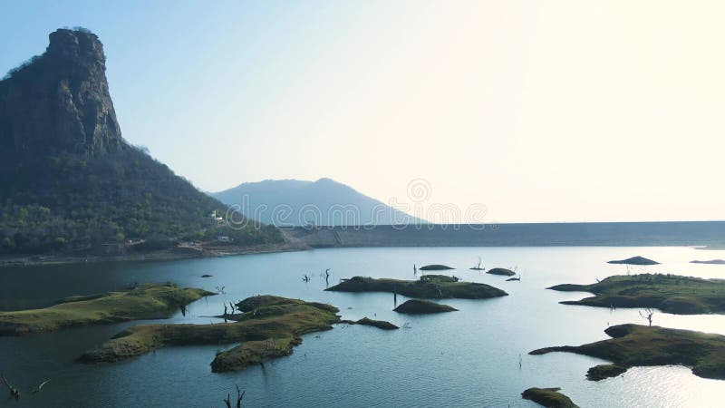 Aerial Shot of the Engineering Marvel that is Karamchat Dam, with Water ...