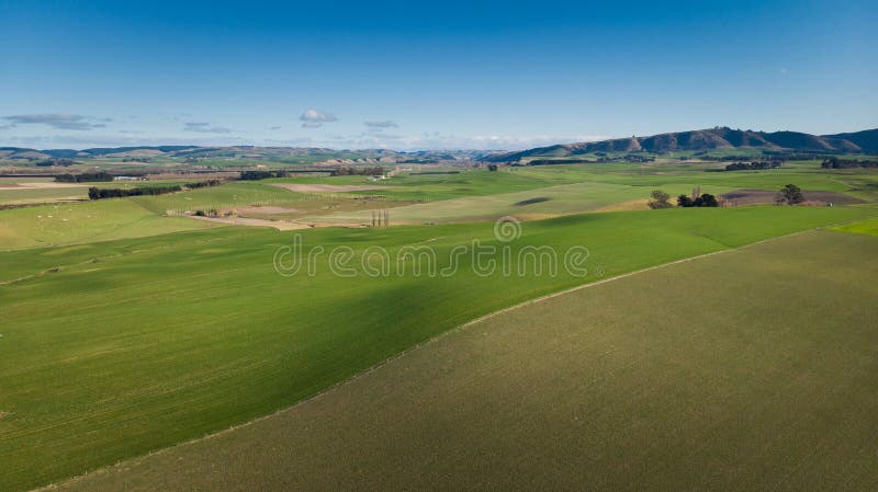 Aerial Shot of Farm Land with Blue Sky Stock Image - Image of harvest ...