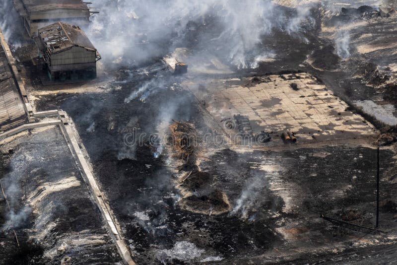 Aerial Shot of a Fire at the Supertanker Base in Matanzas, Cuba Stock ...