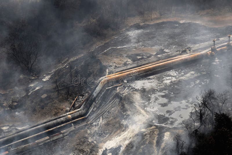 Aerial Shot of a Fire at the Supertanker Base in Matanzas, Cuba Stock ...