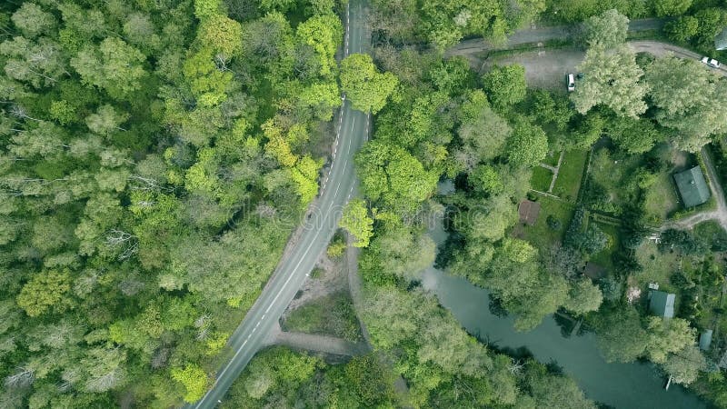 Aerial Shot of a Forest Highway, Top Down View Stock Image - Image of ...