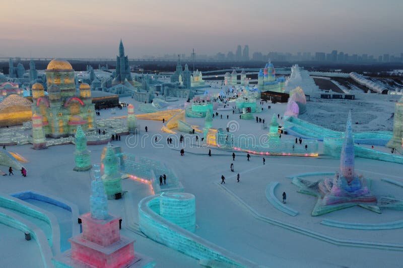 Ethereal Scenes of Harbin Ice Festival Editorial Image - Image of ...