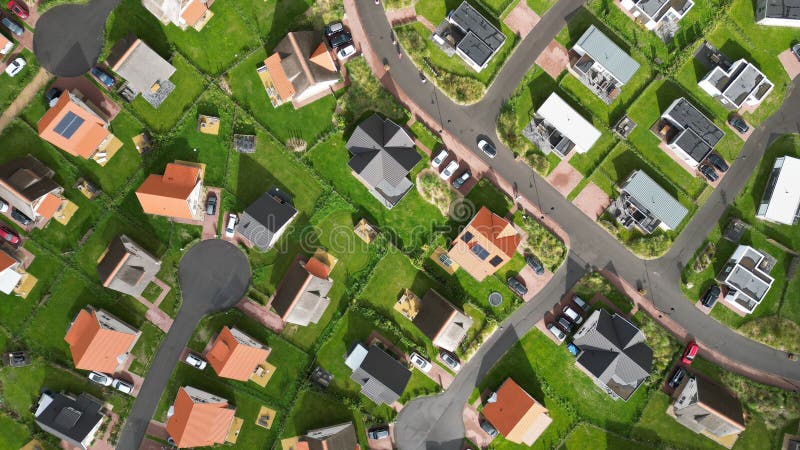 Aerial Shot of a Holiday Home Complex with Similar Tiny Houses Stock ...