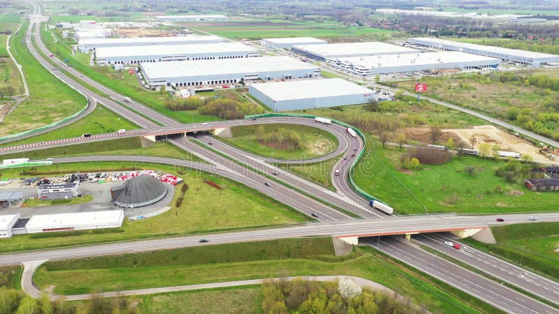Aerial Shot of Industrial Warehouse/ Storage Building/ Loading Area ...