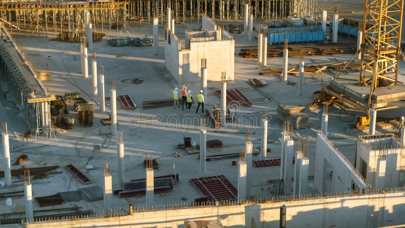 Aerial Shot of a New Constructions Development Site with Diverse Team ...