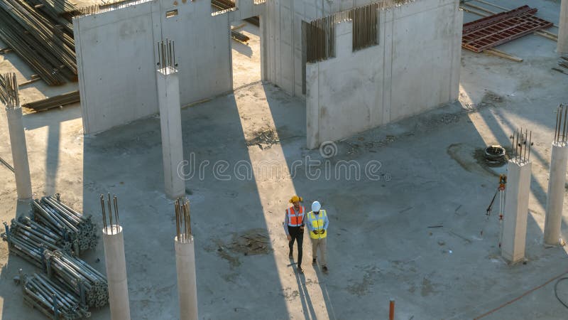 Aerial Shot of a New Constructions Development Site with Diverse Team ...