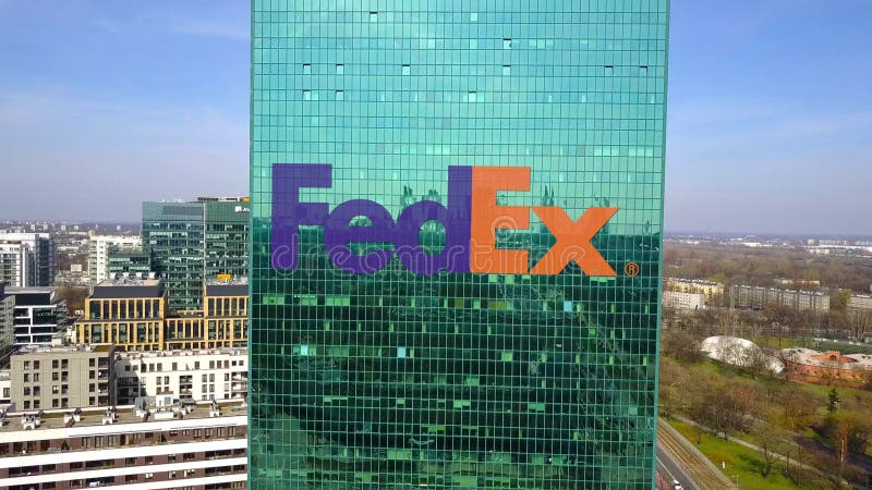 Aerial Shot of Office Skyscraper with FedEx Logo. Modern Office ...