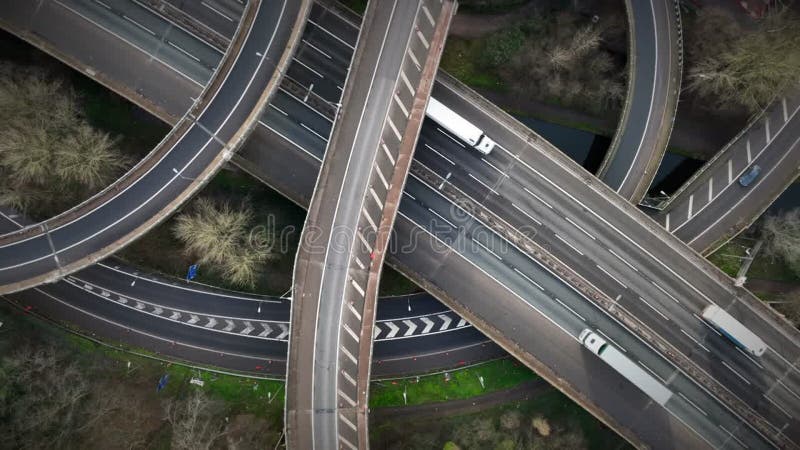 Aerial View of Vehicles Driving on Spaghetti Junction Stock Video ...