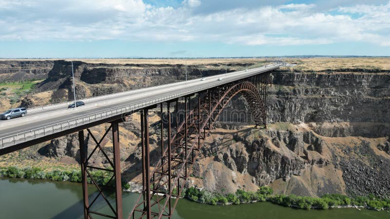 Aerial Shot Over the Perrine Memorial Bridge in Idaho Stock Photo ...