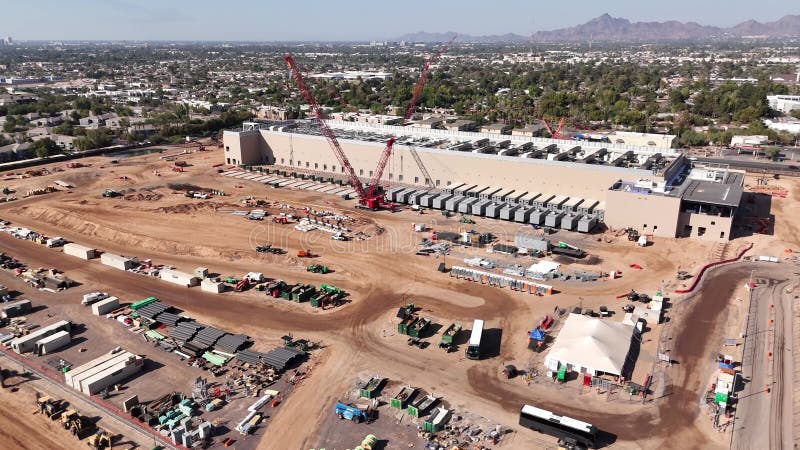 Aerial Shot Over the QTS Data Center Under Construction in Downtown ...