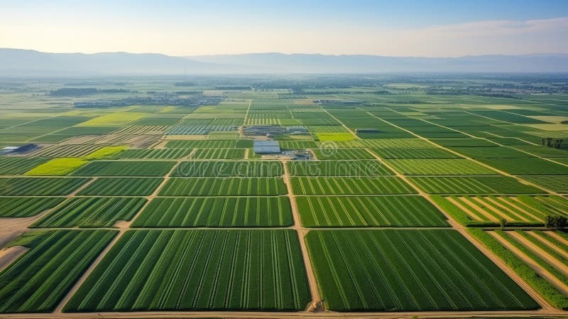 Aerial Shot of Patterned Field Agriculture Layout Stock Illustration ...