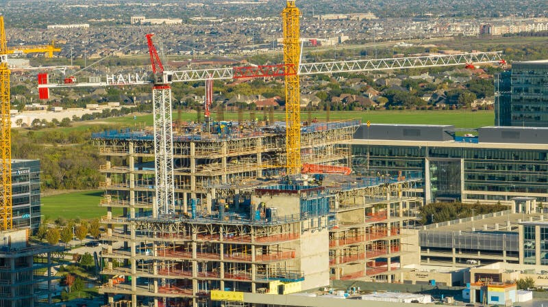 Aerial Shot of the Process of Building a Residential Building with ...