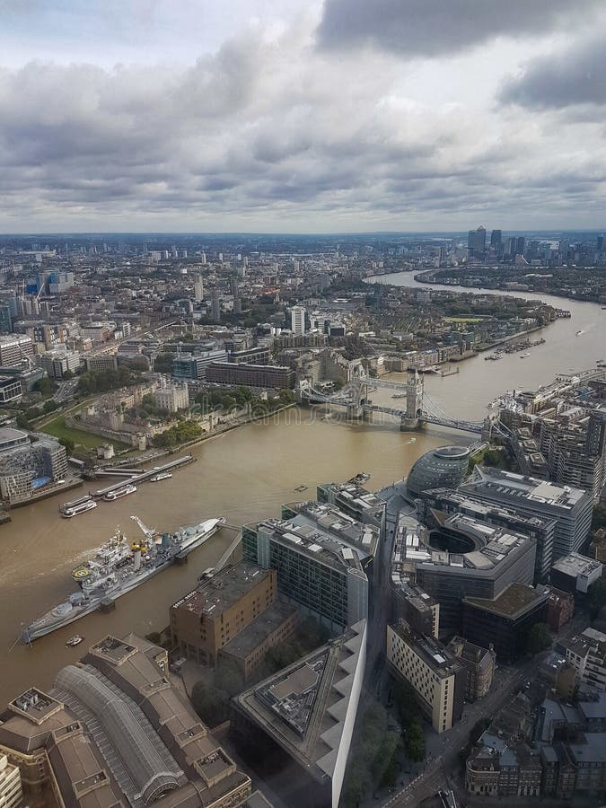 Aerial Shot of River Thames and Tower Bridge in London Stock Image ...