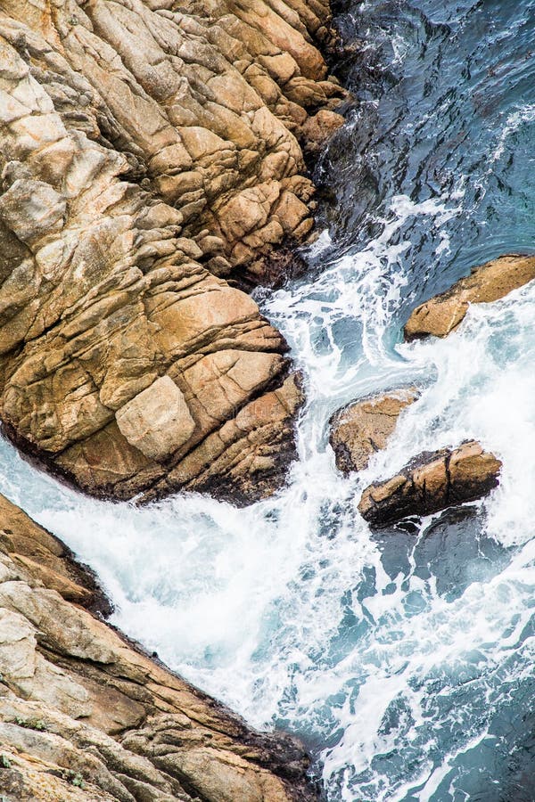 Aerial Shot of Sea Waves Hitting the Rocks Stock Image - Image of beach ...
