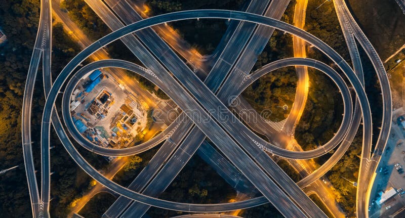 Aerial Shot of Several Roads Intersecting Stock Image - Image of ...