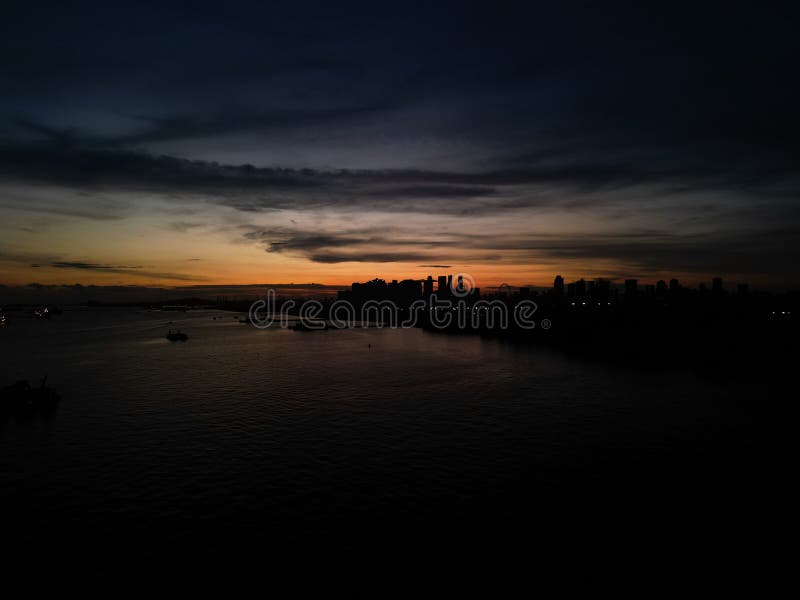 Aerial Shot of a Singapore Sunset Stock Photo - Image of nature, aerial ...