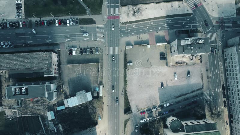 Aerial Shot of Street Traffic and Road Intersections, Top View Stock ...