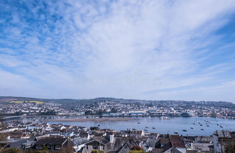 Aerial Shot of Teignmouth Town in Devon County, England, on the Border ...
