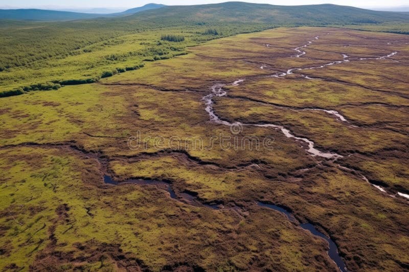 Aerial Shot of Undulating Peatland Terrain Stock Image - Image of ...